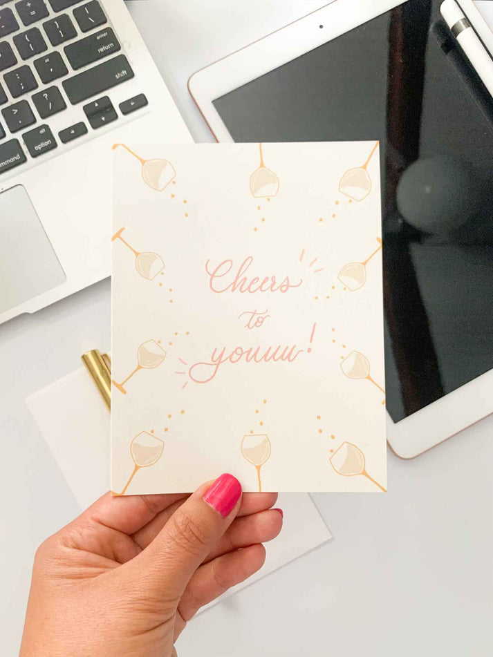Cute Congratulations Card - Cheers to You Greeting Card - JJ Paperie & Co